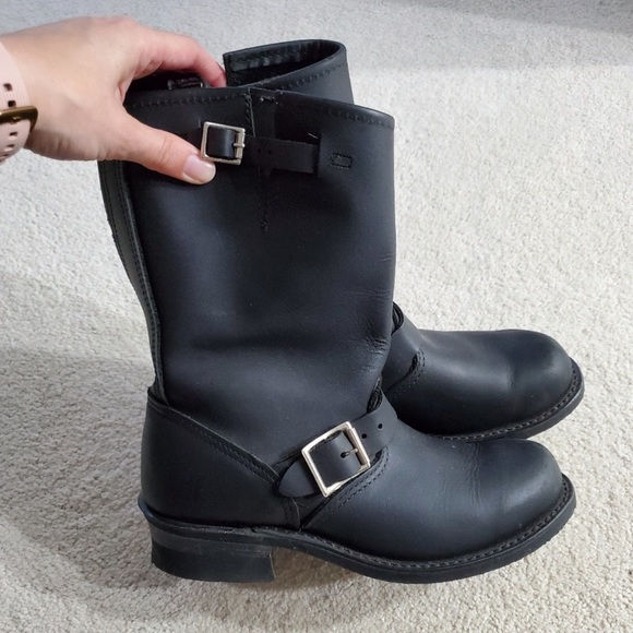 Frye | Shoes | Frye Black Leather Engineer Moto Boots Size 85 | Poshmark